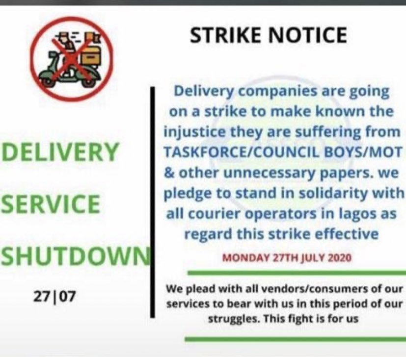 Delivery Companies and Dispatch Riders in Nigeria embark on Strike ...