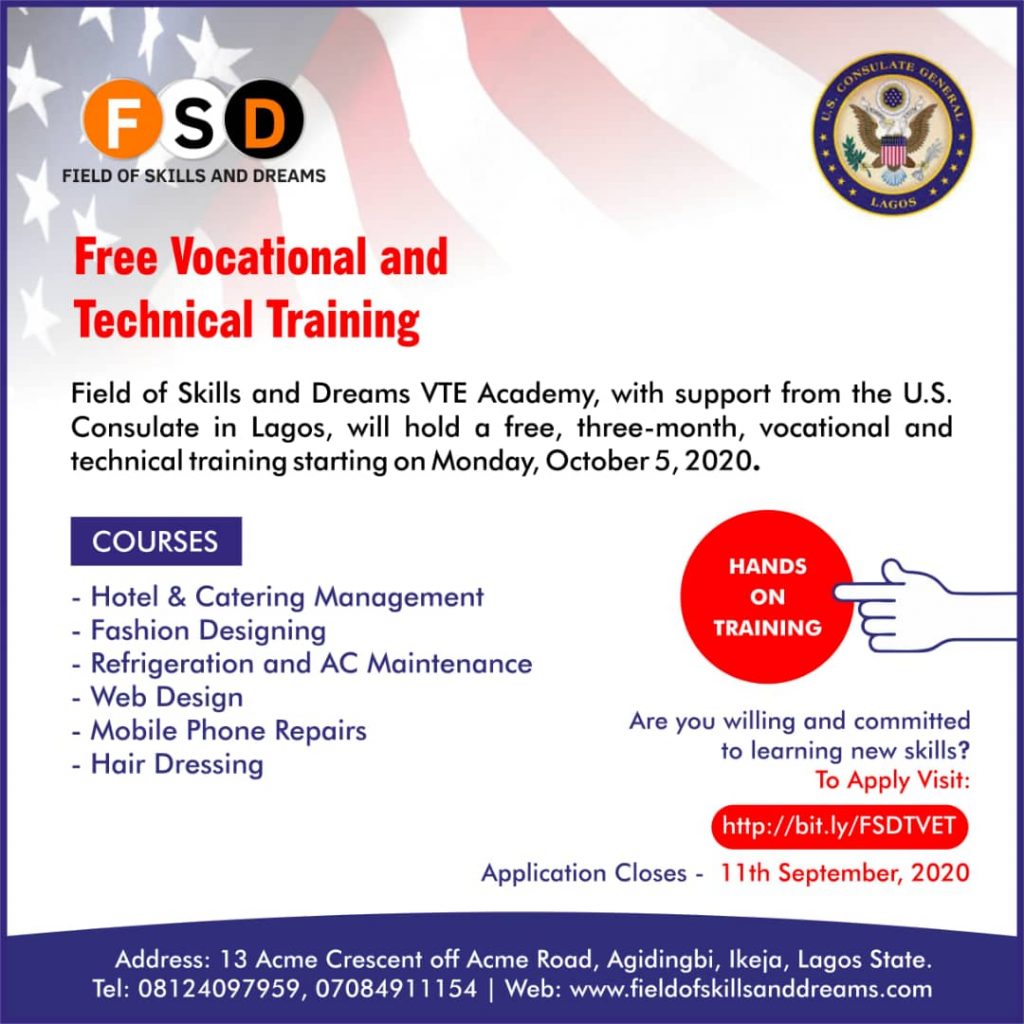 Call for Applications: FSD & US Consulate Free 3-Month Vocational ...